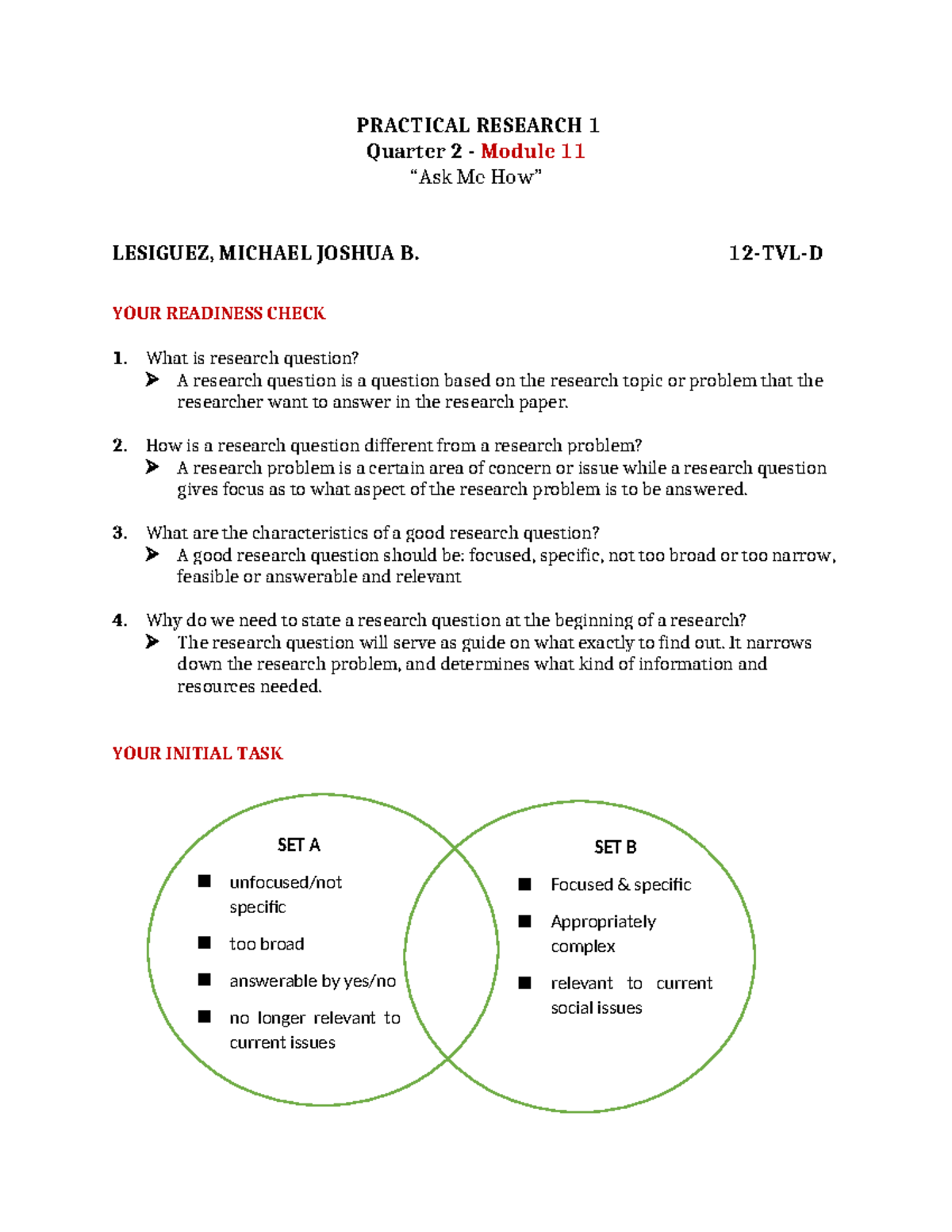 PR1 m11-12 - PRACTICAL RESEARCH 1 Quarter 2 - Module 11 “Ask Me How ...