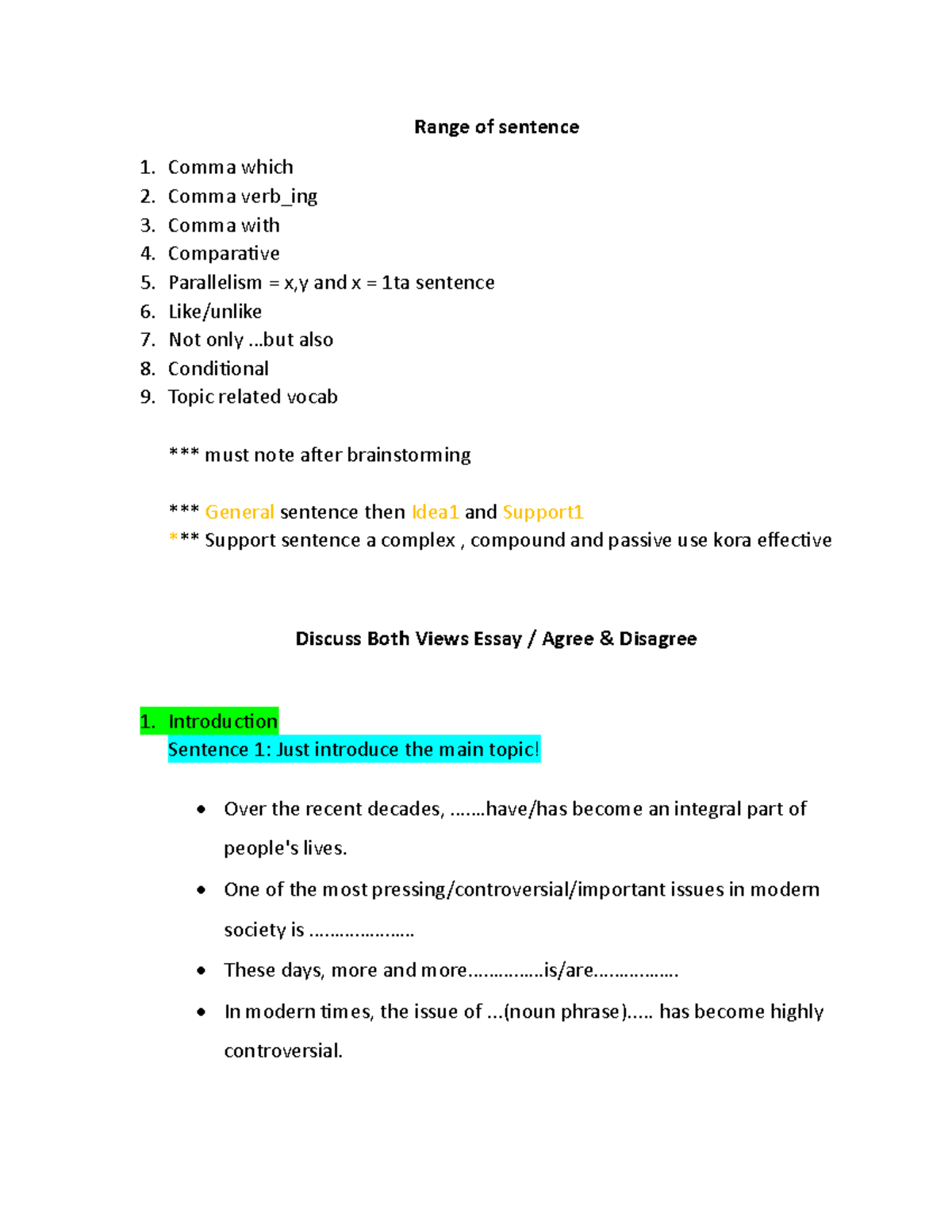 IELTS Writing task-2 general structure - Range of sentence Comma which ...