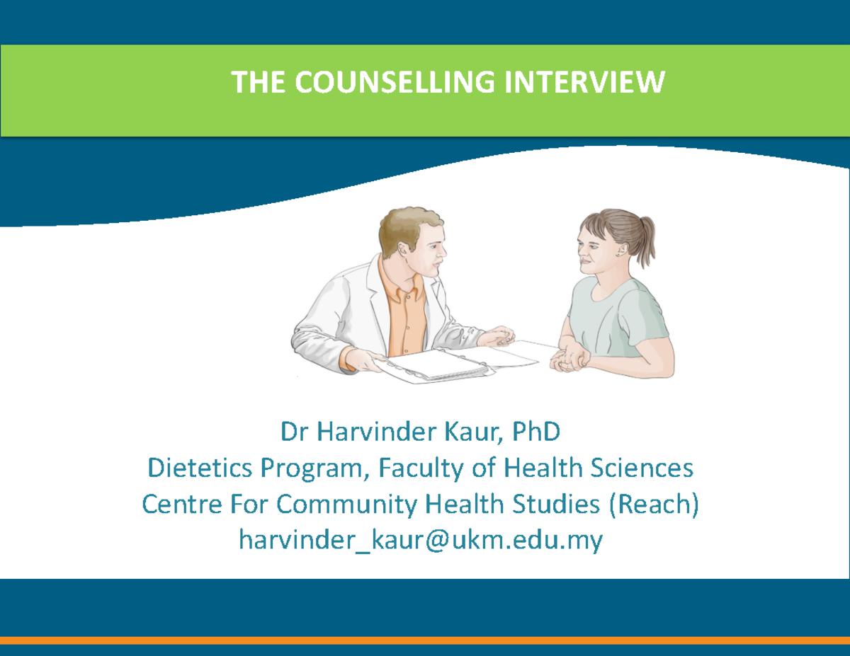 The counselling interview HKG - Dr Harvinder Kaur, PhD Dietetics ...