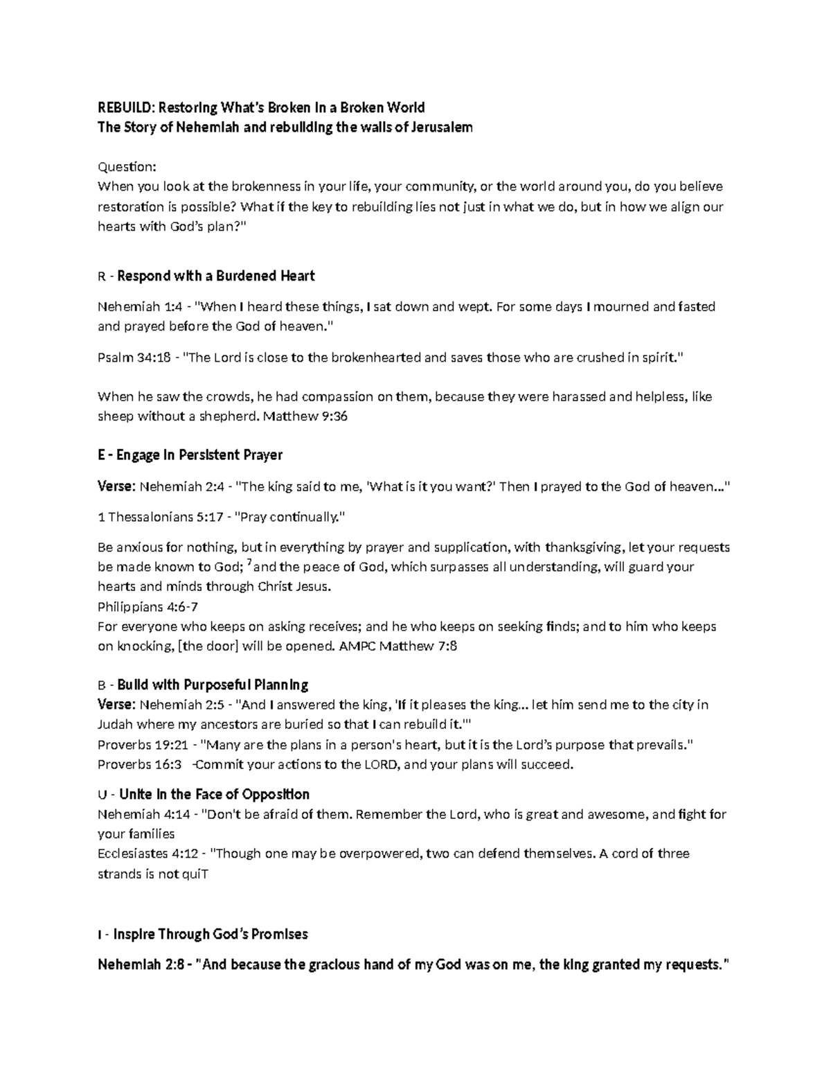 Rebuild ppt - FOR YOUR SPIRITUAL - REBUILD: Restoring What's Broken in ...
