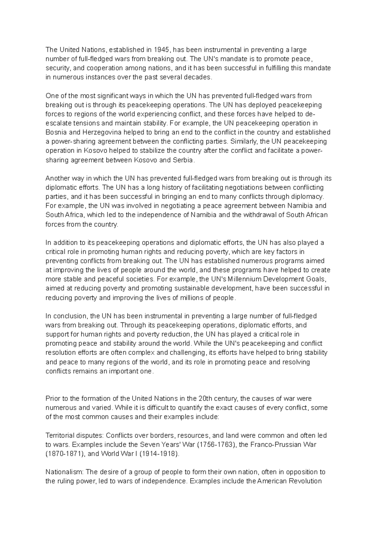 Role of UN in conflict resolution - The United Nations, established in ...