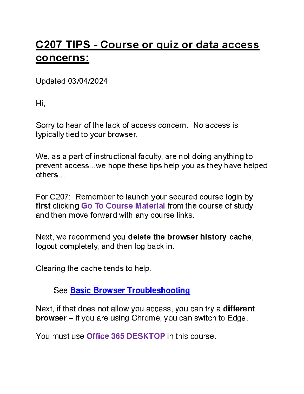 C207 Access Tips - notes - C207 TIPS - Course or quiz or data access ...