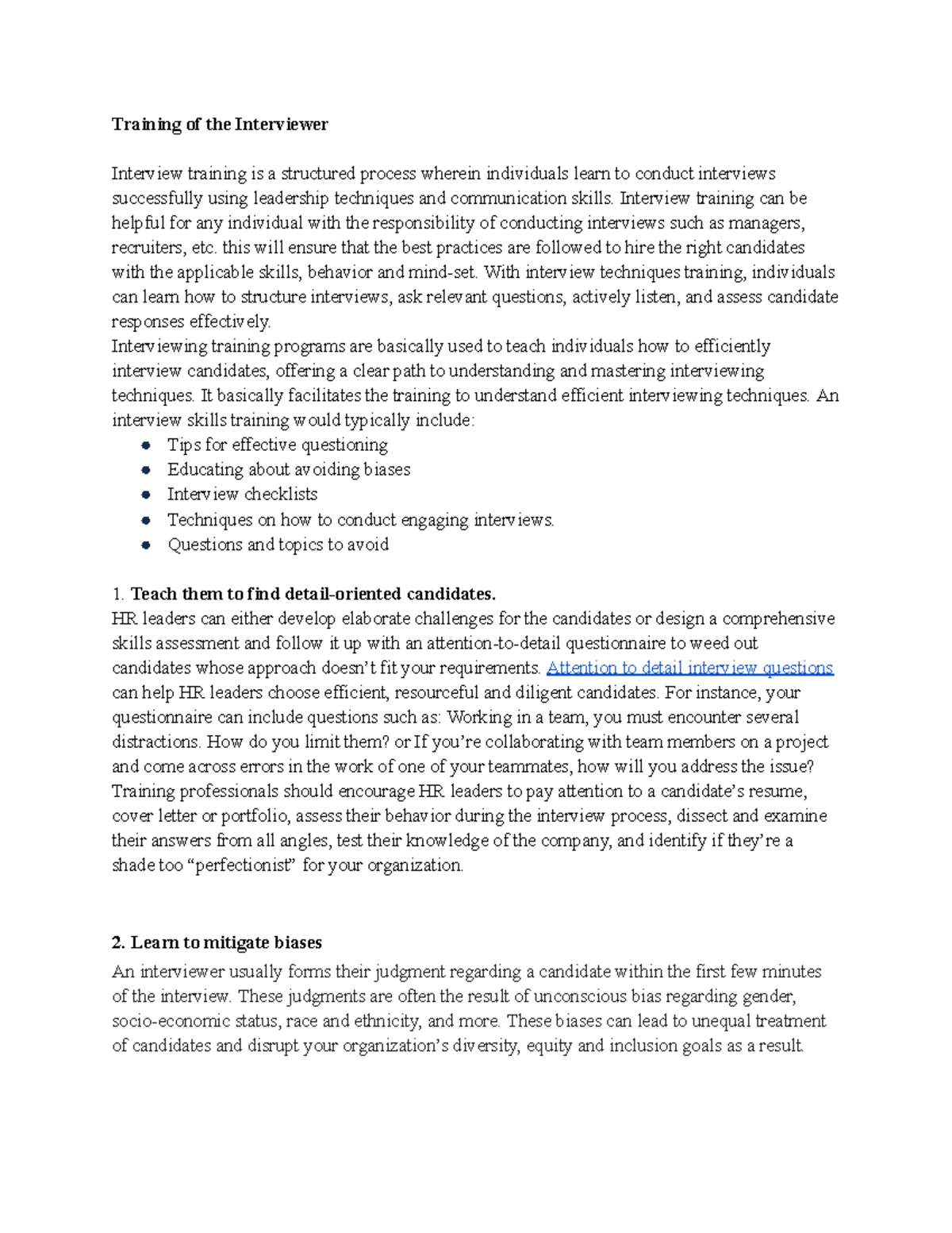 Training of the Interviewer - Training of the Interviewer Interview ...