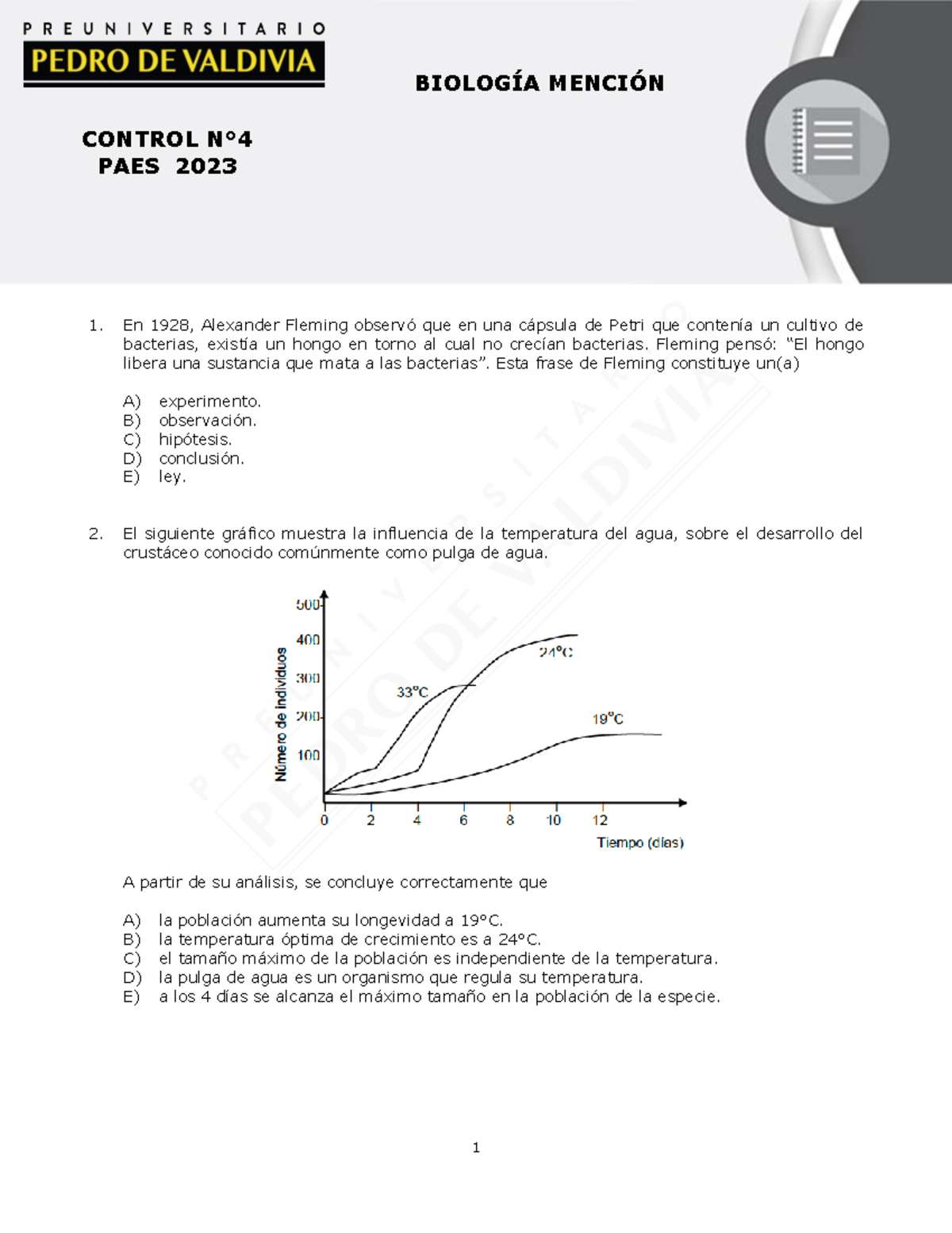 control de biologia Pedro de valdivia - En 1928, Alexander Fleming ...