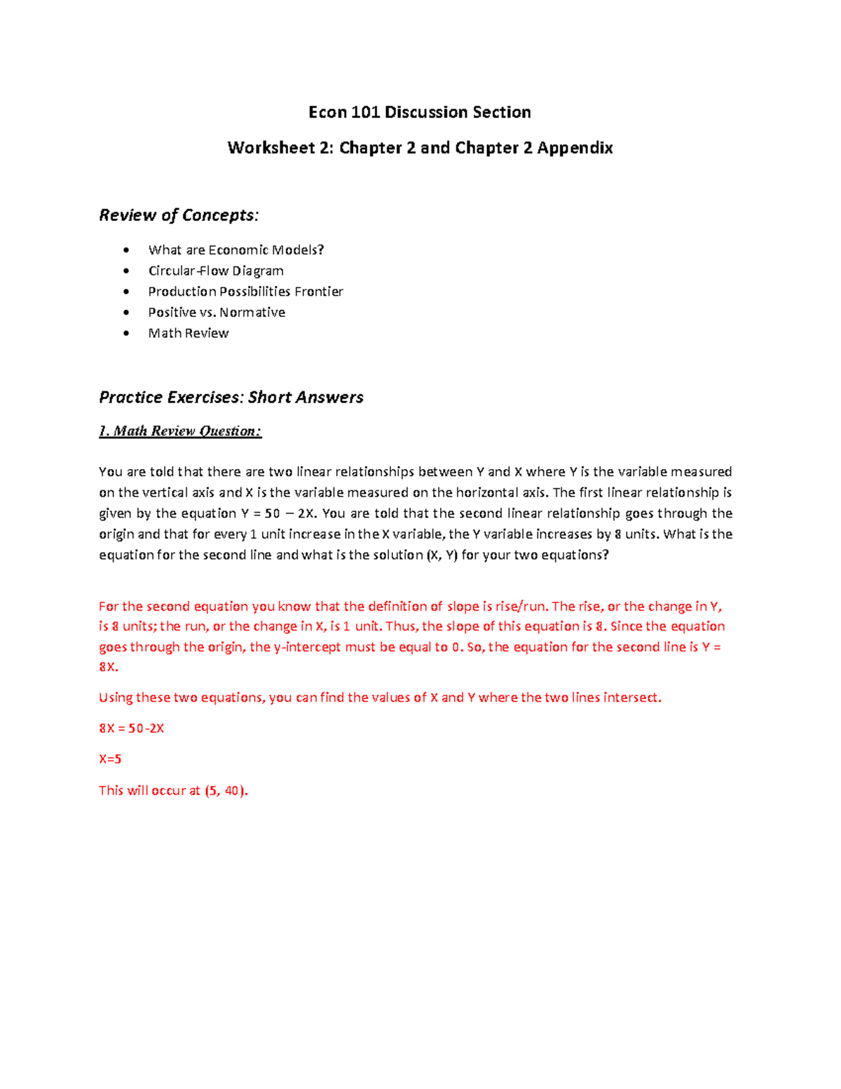 Econ 101 Discussion Worksheet Ch2 with Answers - Econ 101 Discussion ...