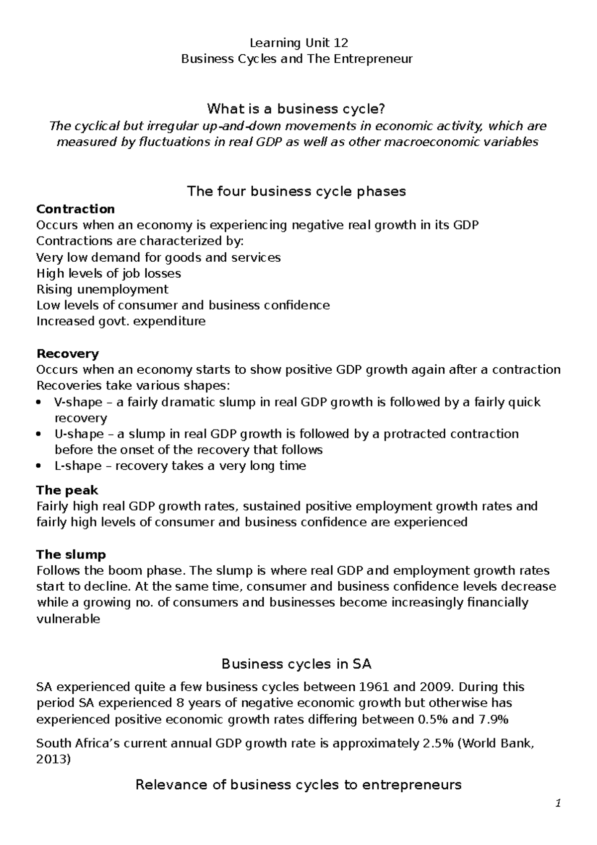 Learning Unit 12 - These business management summaries will assist you ...