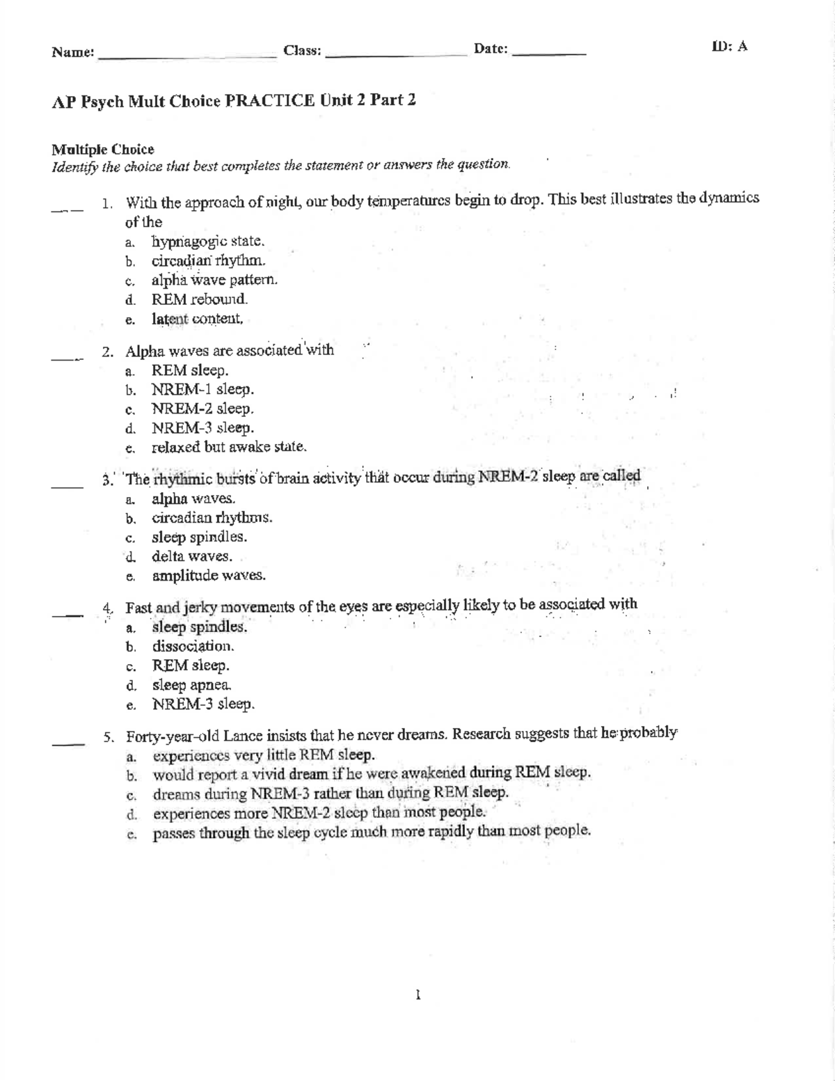 AP Psych Dreams Drugs Quiz Practice - Studocu