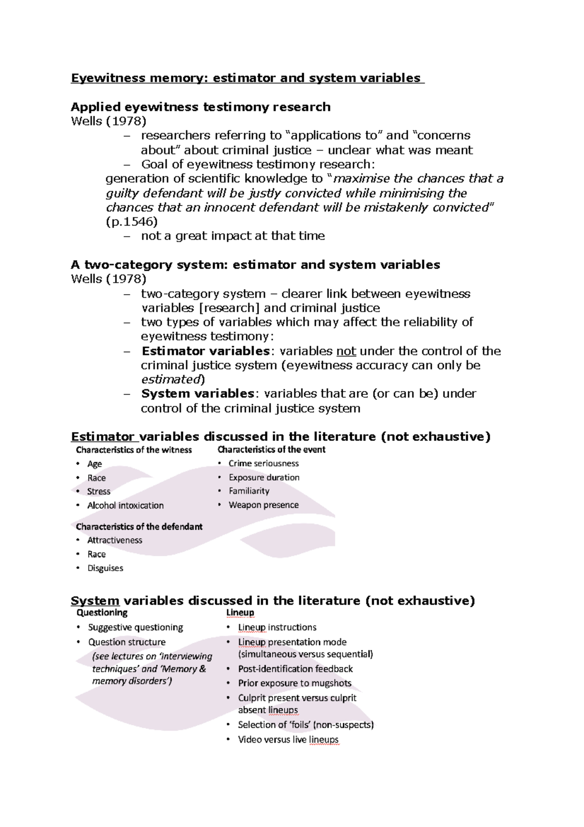 Eyewitness memory - forensic psychology - SSM115 - RGU - Studocu