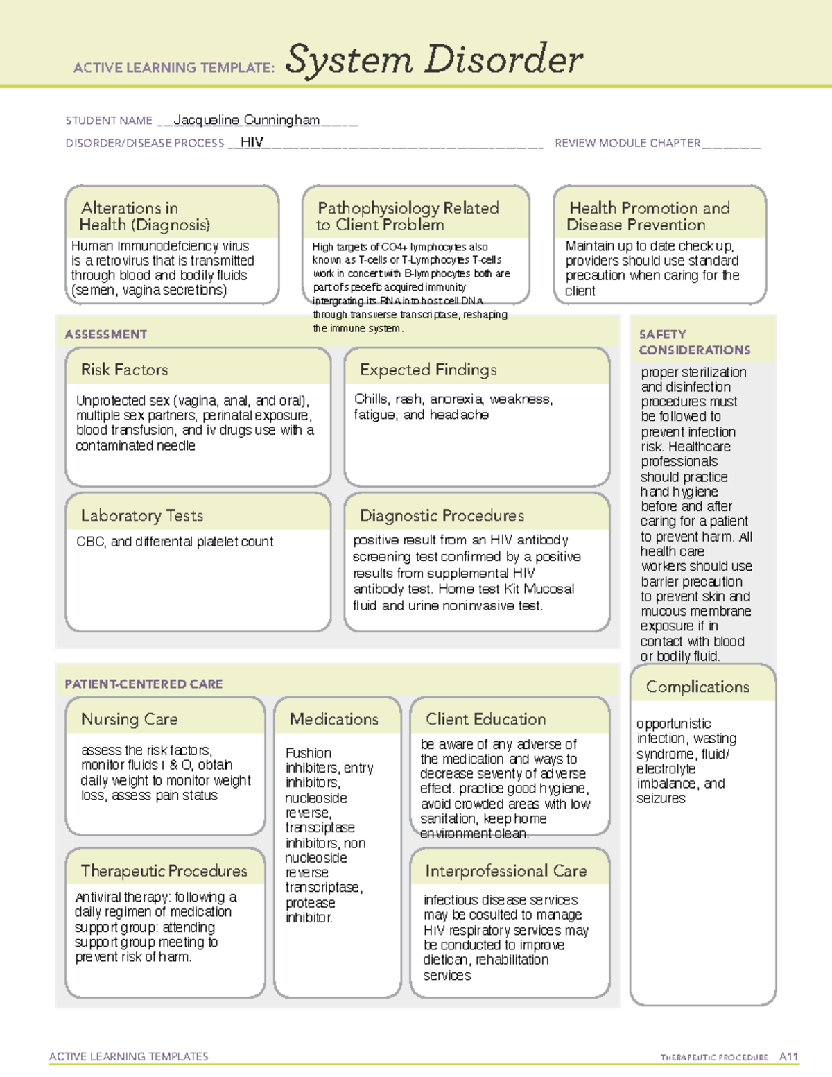 Active Learning Template system disorder HIV - ACTIVE LEARNING ...