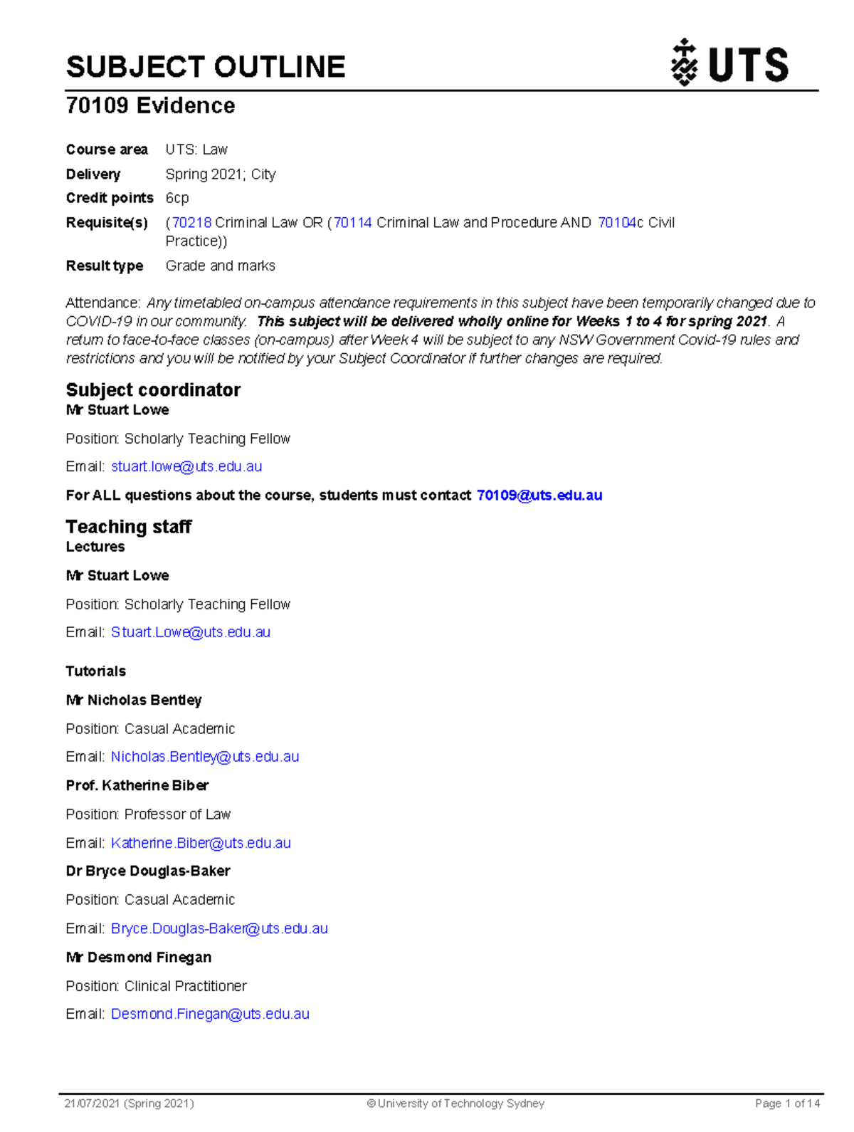 PDFs - Outline - 70110 - UTS - Studocu