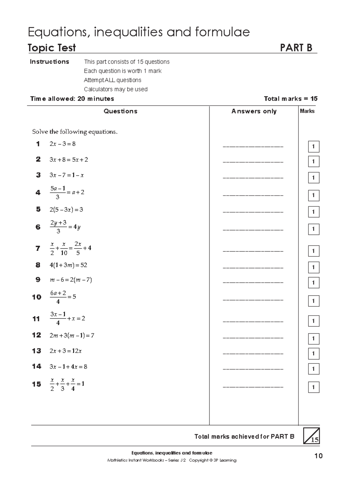 7. Equations, inequalities and formulae part B - Instructions This part ...