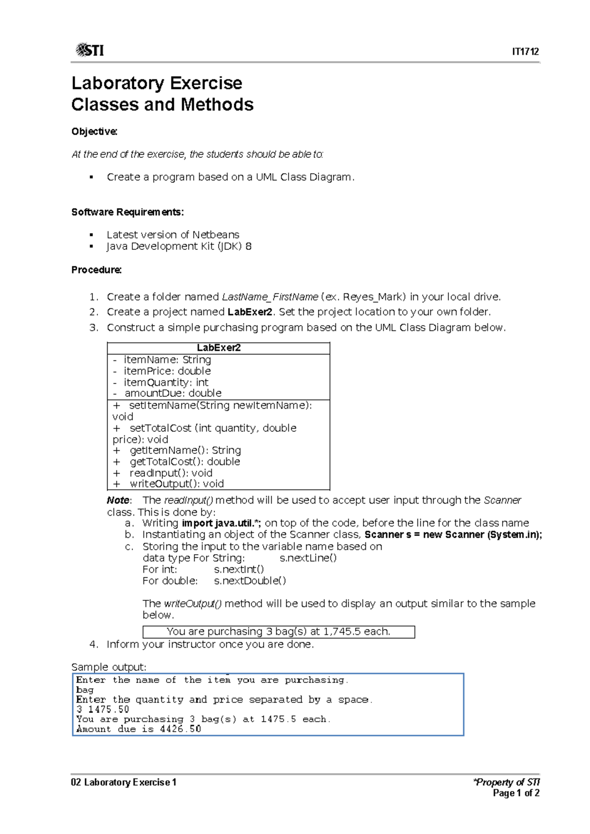 02 Laboratory Exercise 1(14) - You are purchasing 3 bag(s) at 1,745 ...