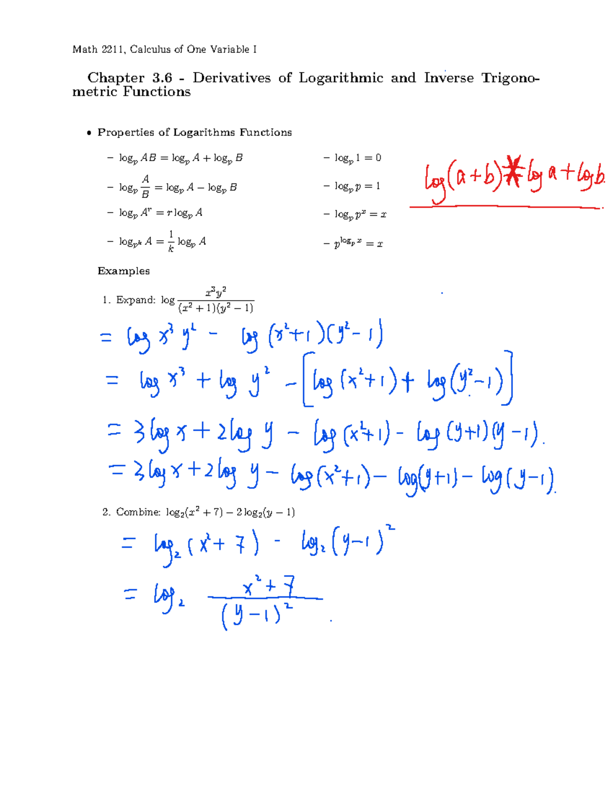 Sol. of Notes 3 - Yang Li - Math 2211, Calculus of One Variable I ...