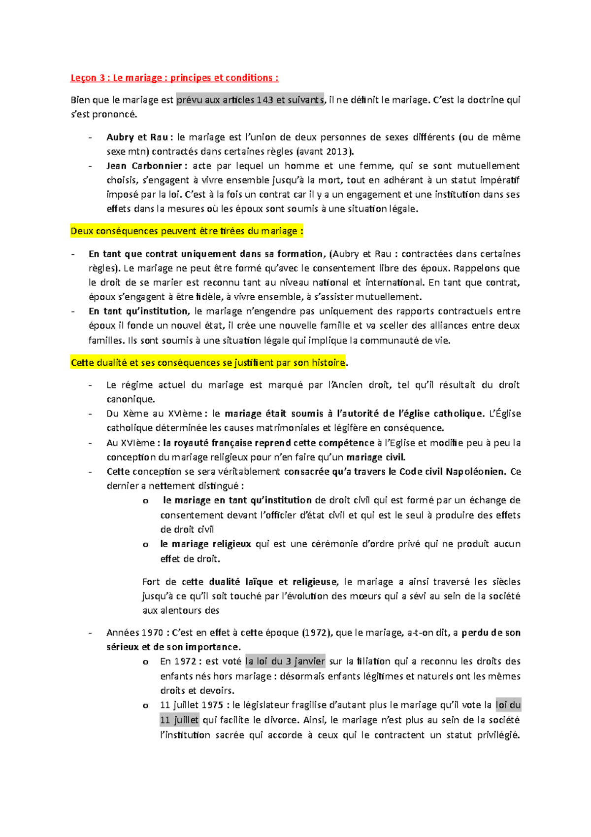 Leçon 3 Le mariage principes et conditions - Leçon 3 : Le mariage ...