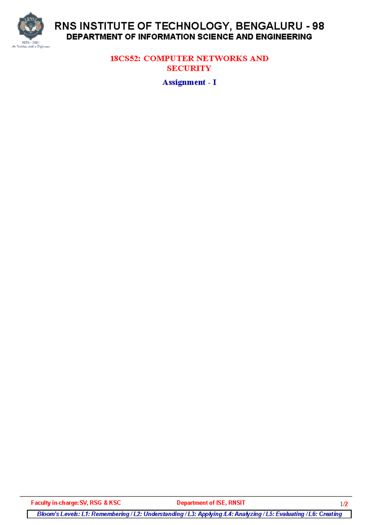 18CS52 - Group CN Assignment - Computer Networks and Security - RNS INSTITUTE OF TECHNOLOGY ...