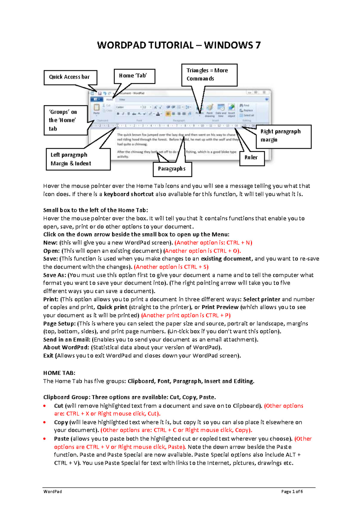 Document - hbdhdj - WORDPAD TUTORIAL – WINDOWS 7 Hover the mouse ...