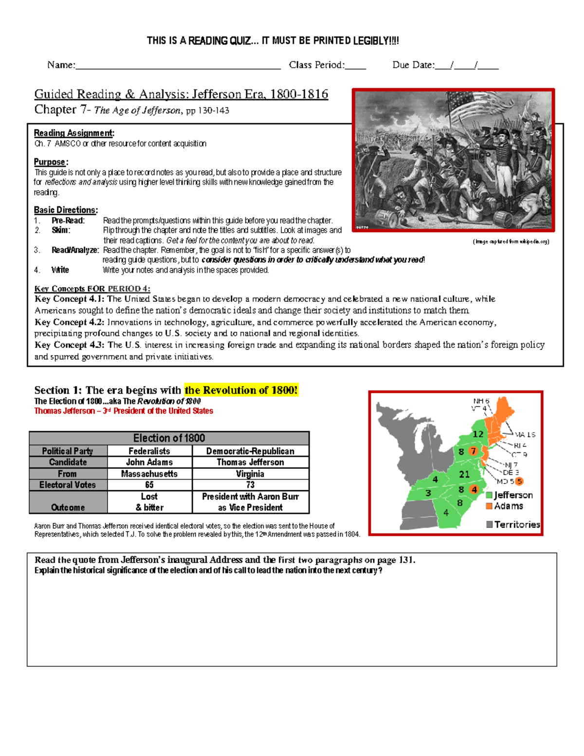 Amsco ch - asdf - THIS IS A READING QUIZ... IT MUST BE PRINTED LEGIBLY ...
