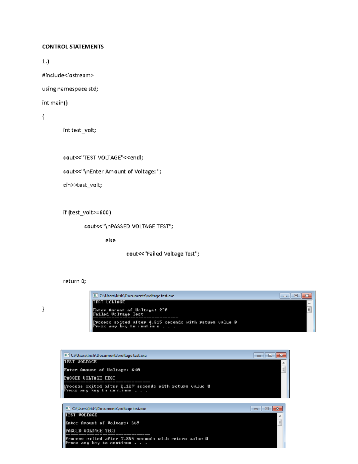 C++ (Control Statement)(Problem, code and sample output) - CONTROL ...