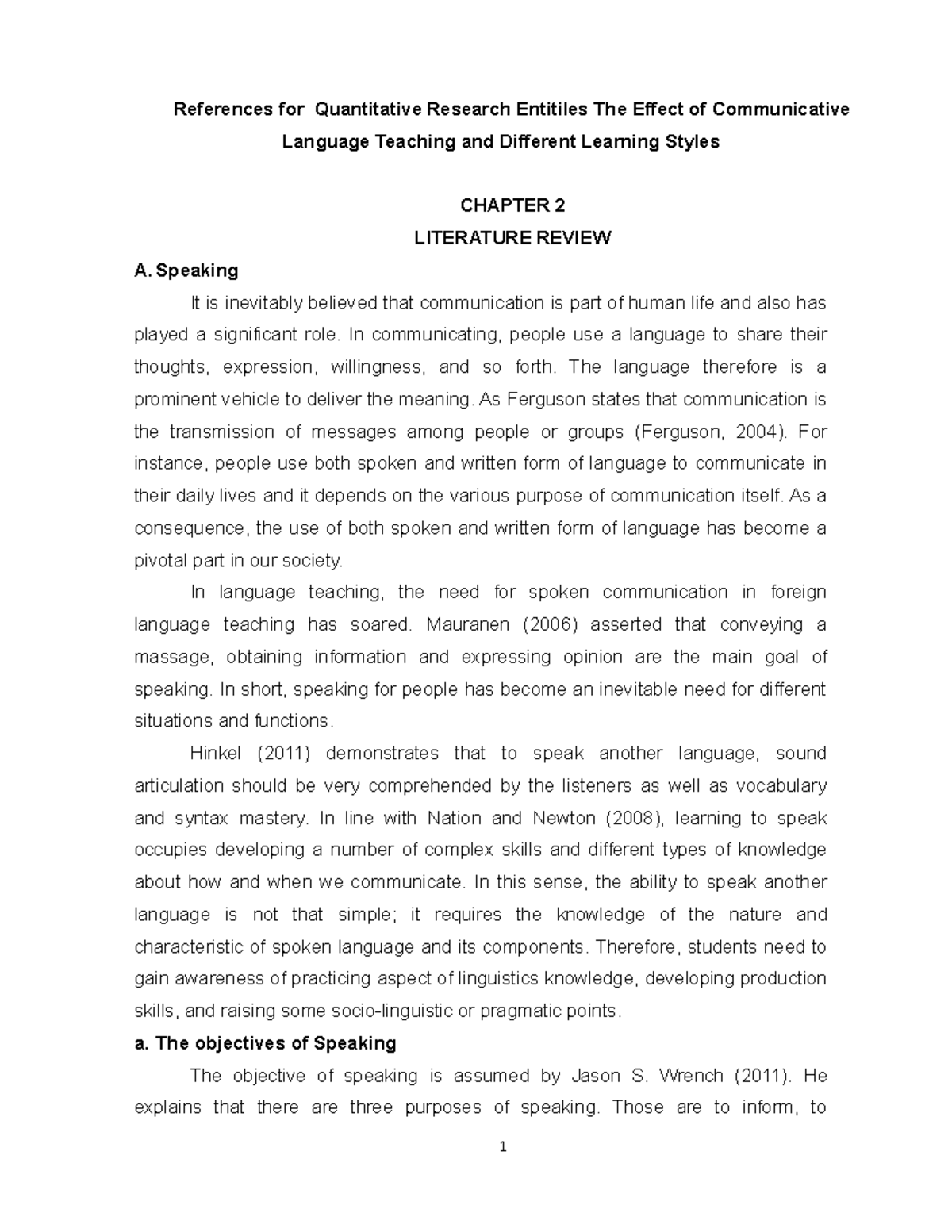 References for Quantitative Research Entitiles The Effect of ...