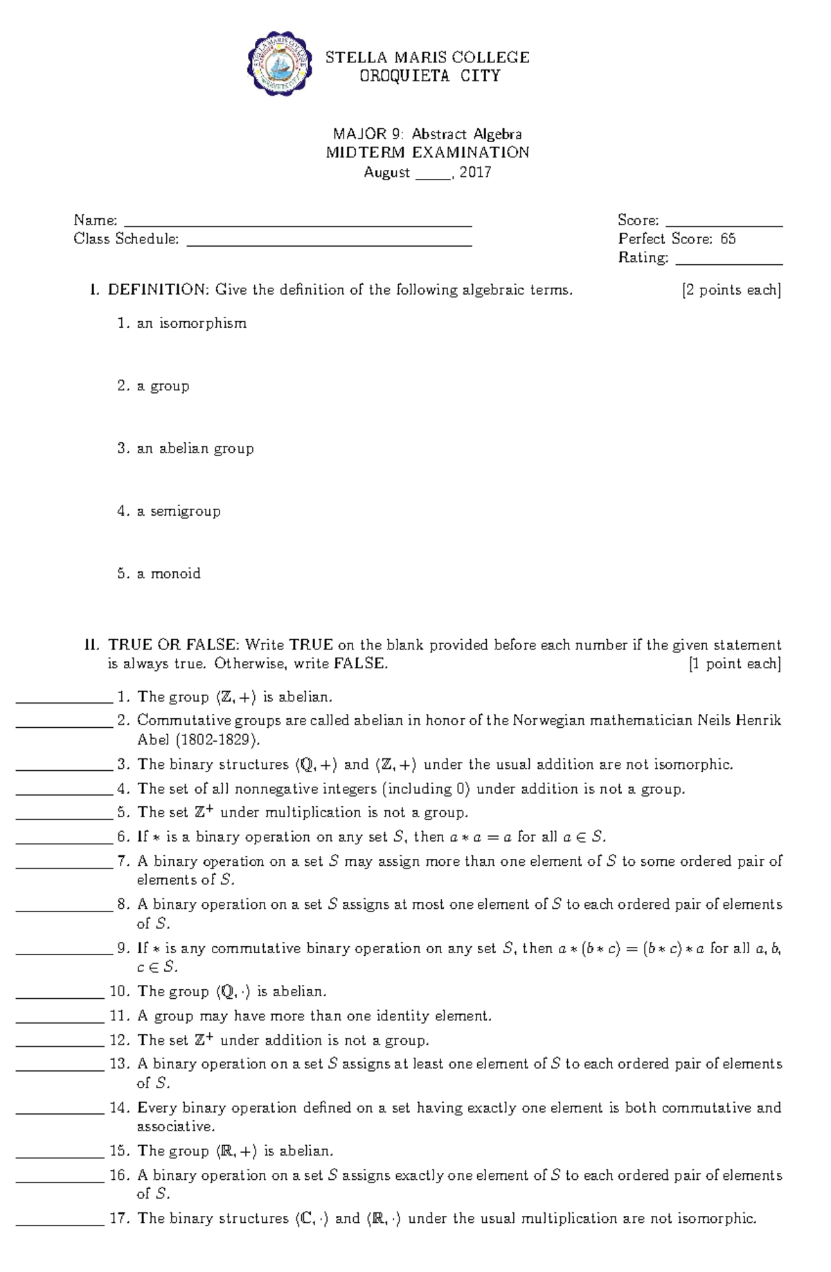 Abstract-mid - STELLA MARIS COLLEGE OROQUIETA CITY MAJOR 9: Abstract ...