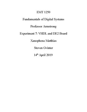 Emt 1250 Lab 5D - Freedom Titan EMT 1250L-E335 DIGITAL SYSTEMS LAB Experiment #5D Professor C ...