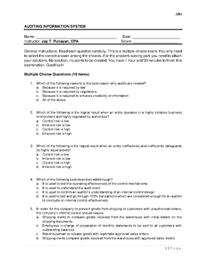 Comprehensive Examination - Comprehensive Examination Name