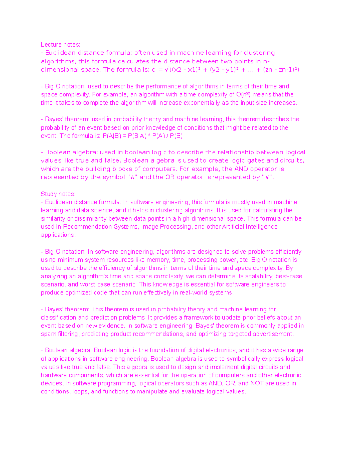 Main Maths - This document is a summary on the main math's you would ...