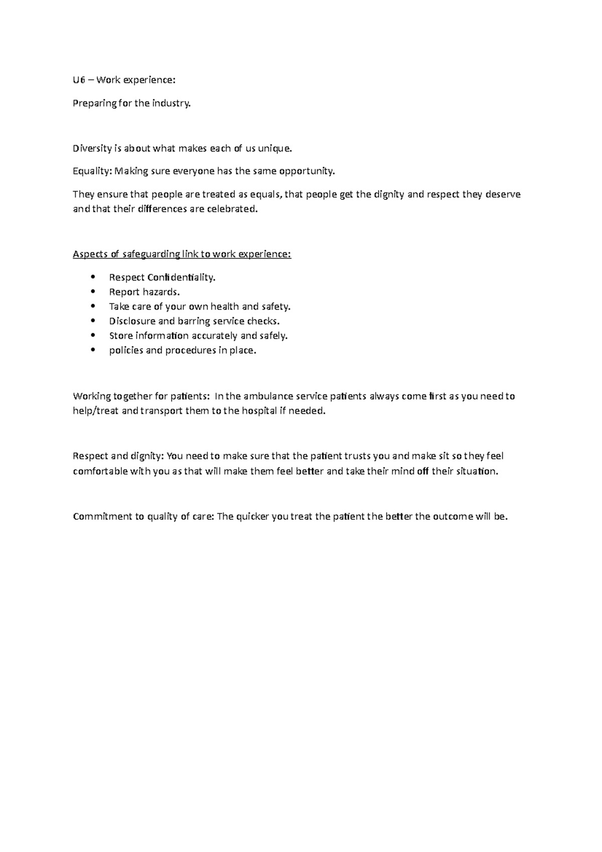 NHS values L 5 - This is all about the unvercity of derby - U6 – Work ...