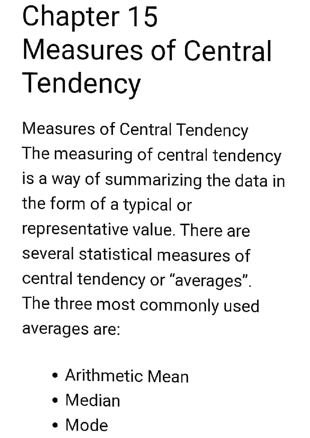 Economics Notes - Chapter 15 Measures of Central Tendency Measures of ...