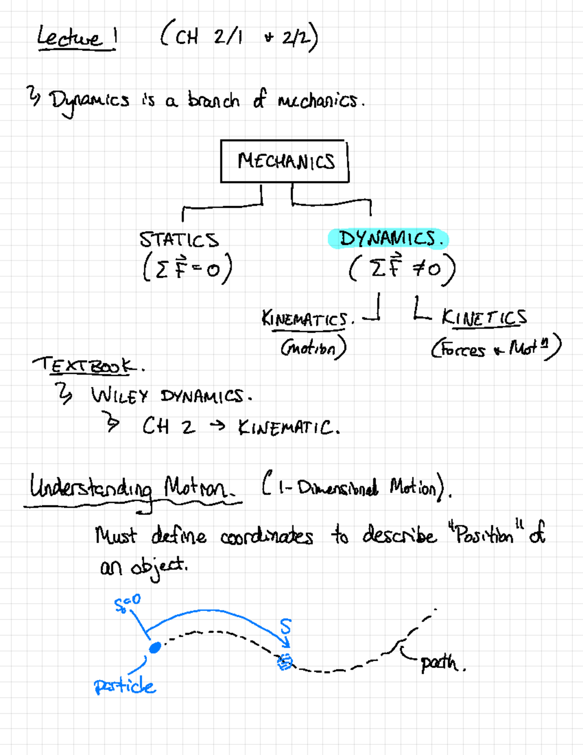 ECOR1048 - Week 1 - lecture 1 note - el((H2/1 + 2/2) 4 Dynamics is a ...