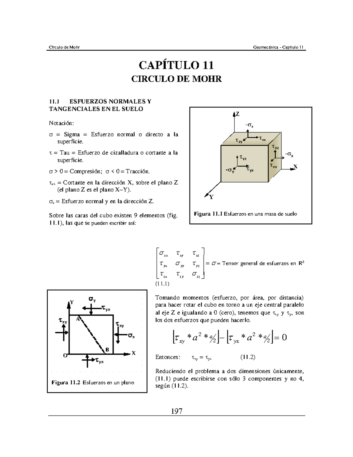 Circulodemohr - Círculo de mohr - CAPÍTULO 11 CIRCULO DE MOHR 11 ESFUERZOS NORMALES Y ...