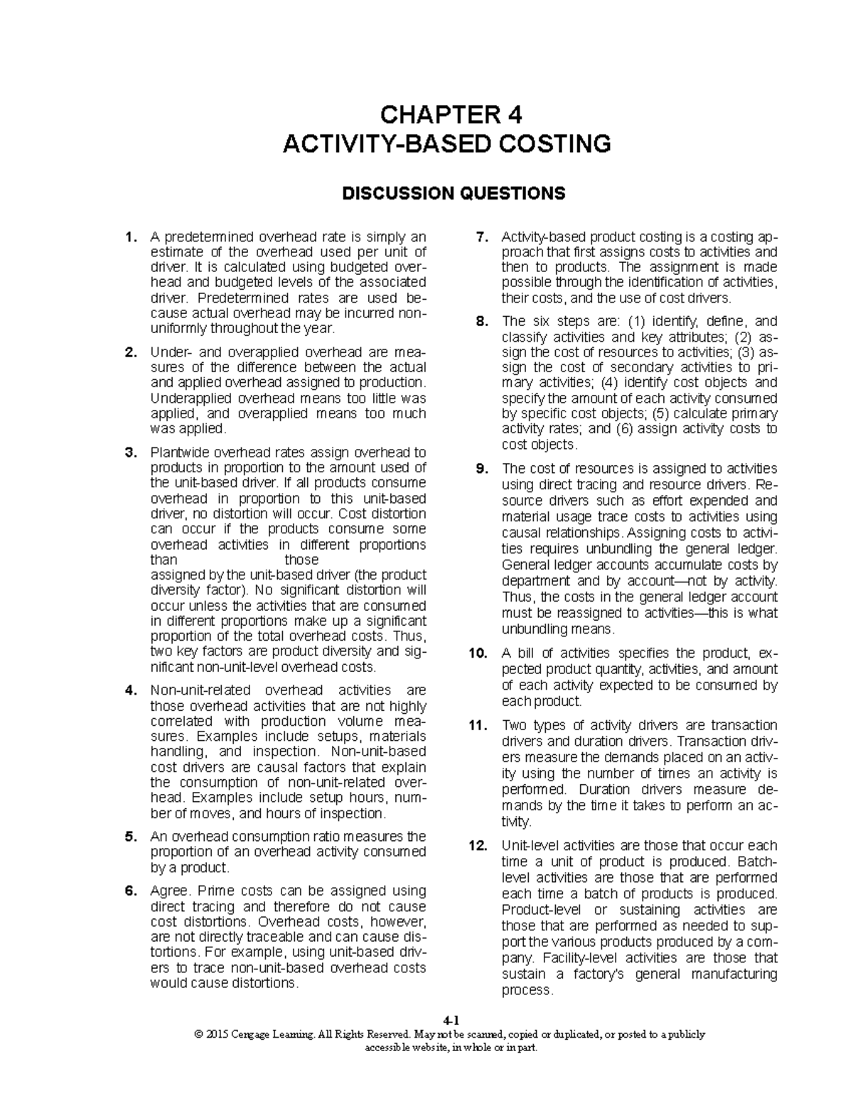 Chapter 4 - Lecture notes 2-3 - CHAPTER 4 ACTIVITY-BASED COSTING ...