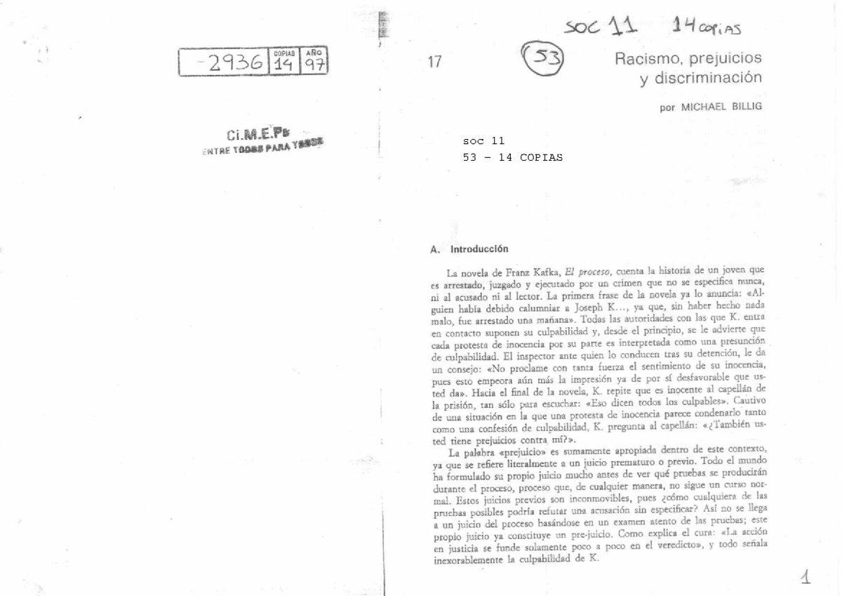 Billig Racismo, prejuicio y discriminación - SOC 11 14 copiAS COPIAS ...