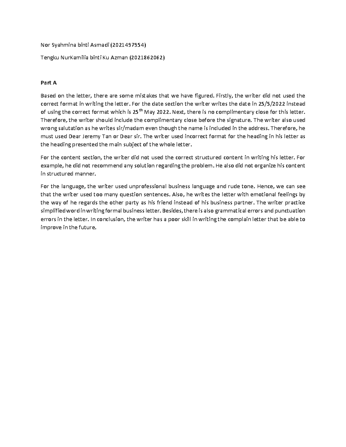 Pairwork test - Pair work test example - Nor Syahmina binti Asmadi ...