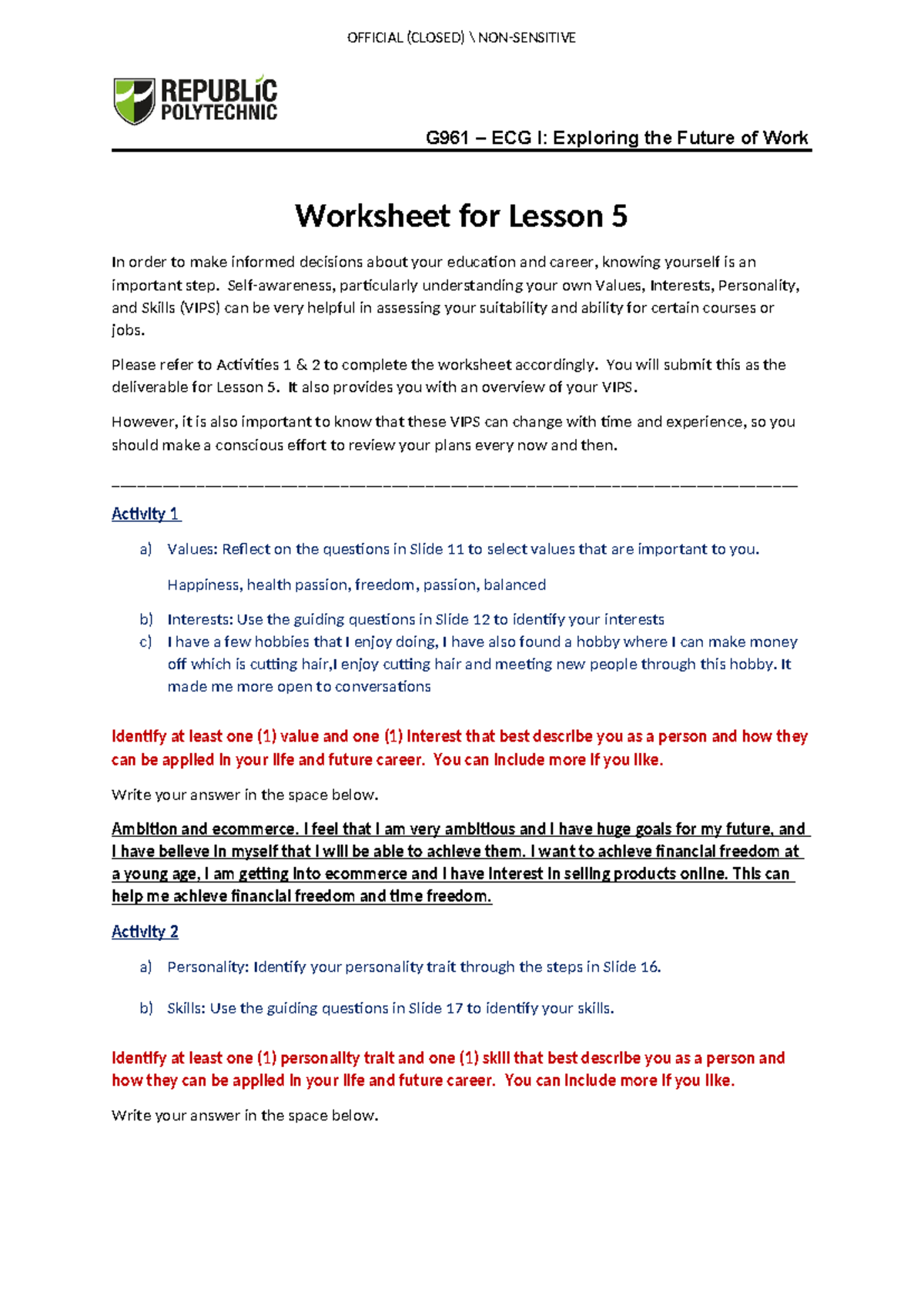 G961 Lesson 5 VIPS worksheet Approved - OFFICIAL (CLOSED) \ NON ...