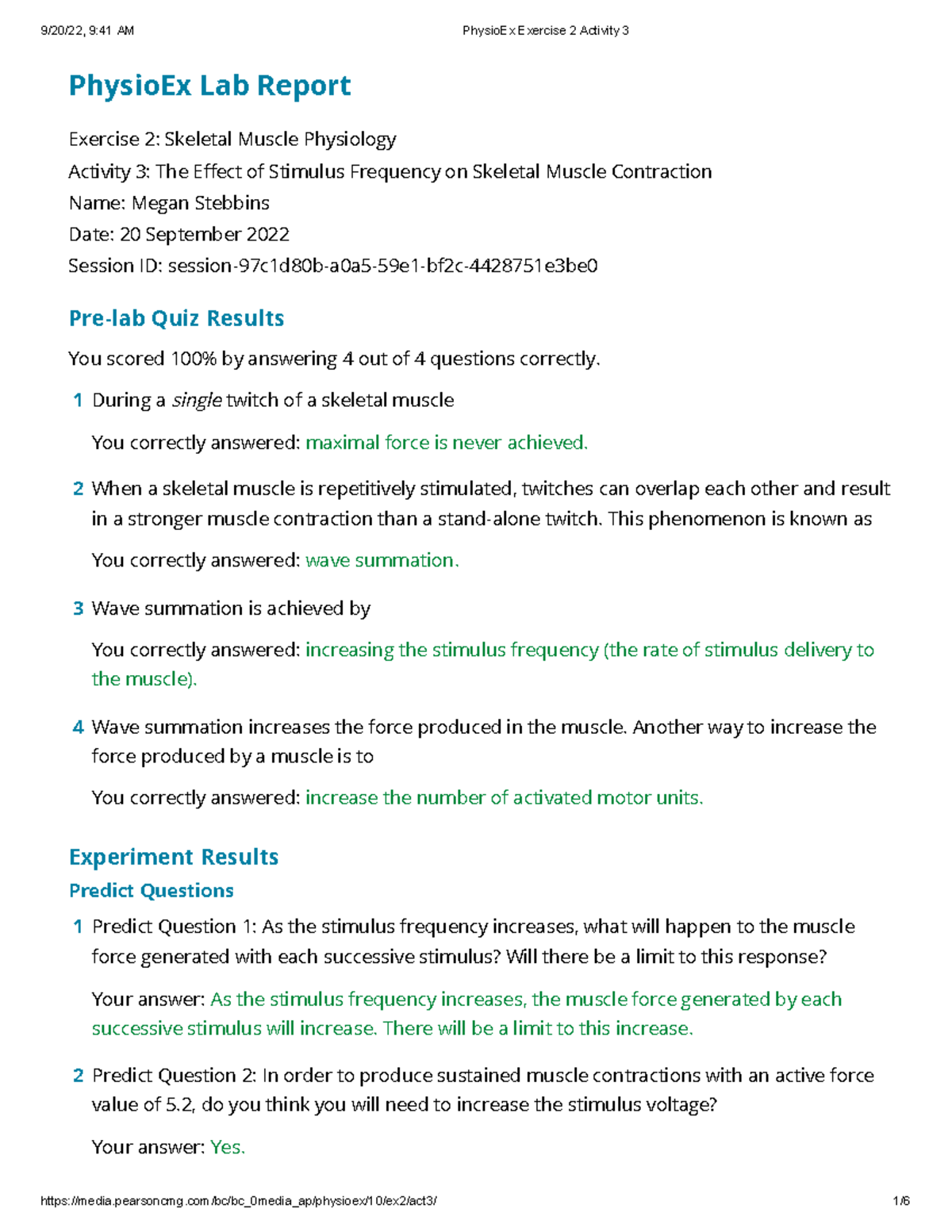 Physio Ex Exercise 2 Activity 3 - PhysioEx Lab Report Exercise 2 ...