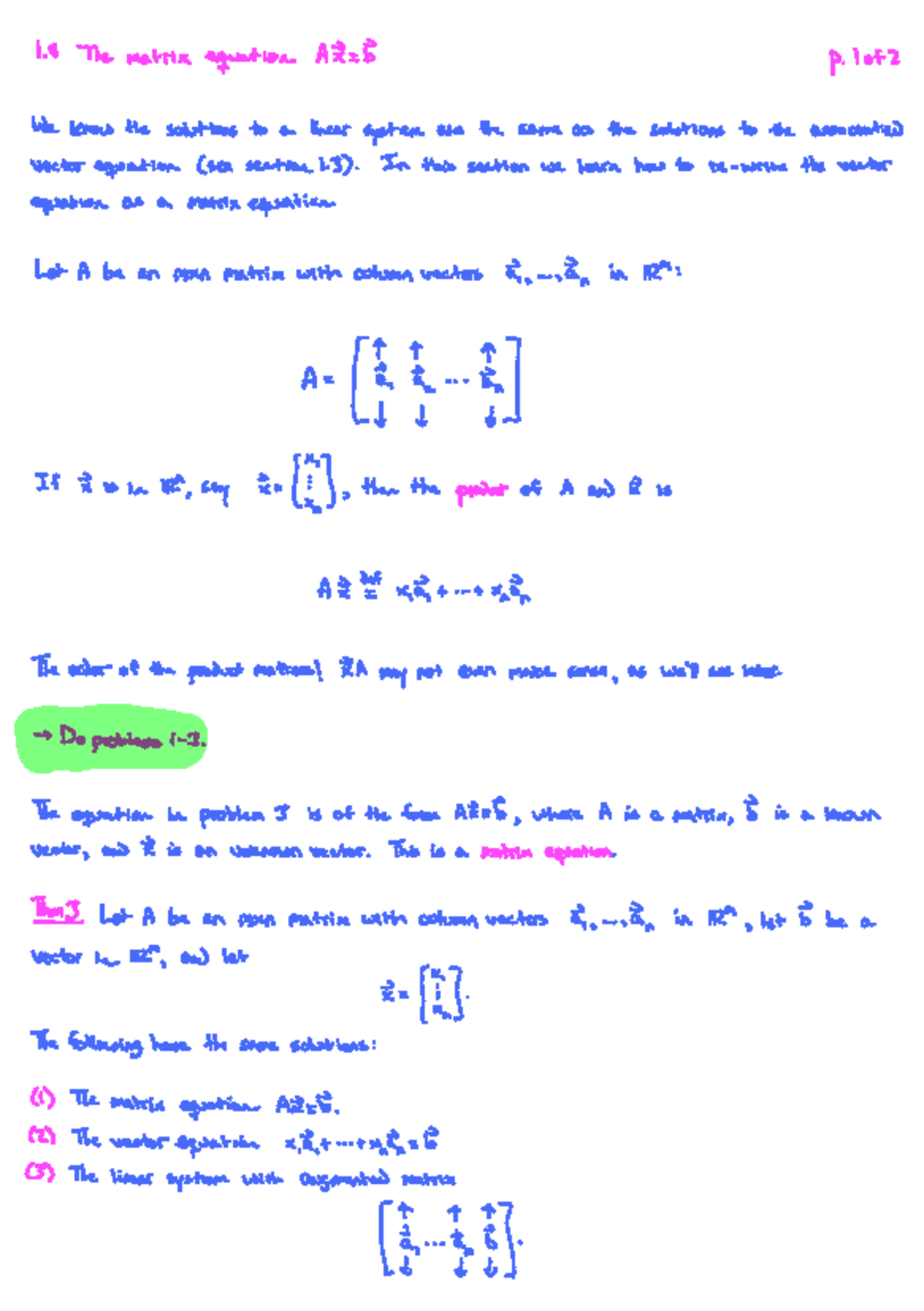 09 09 14 The Matrix Equation Axb Notes Deprecated Api Usage The