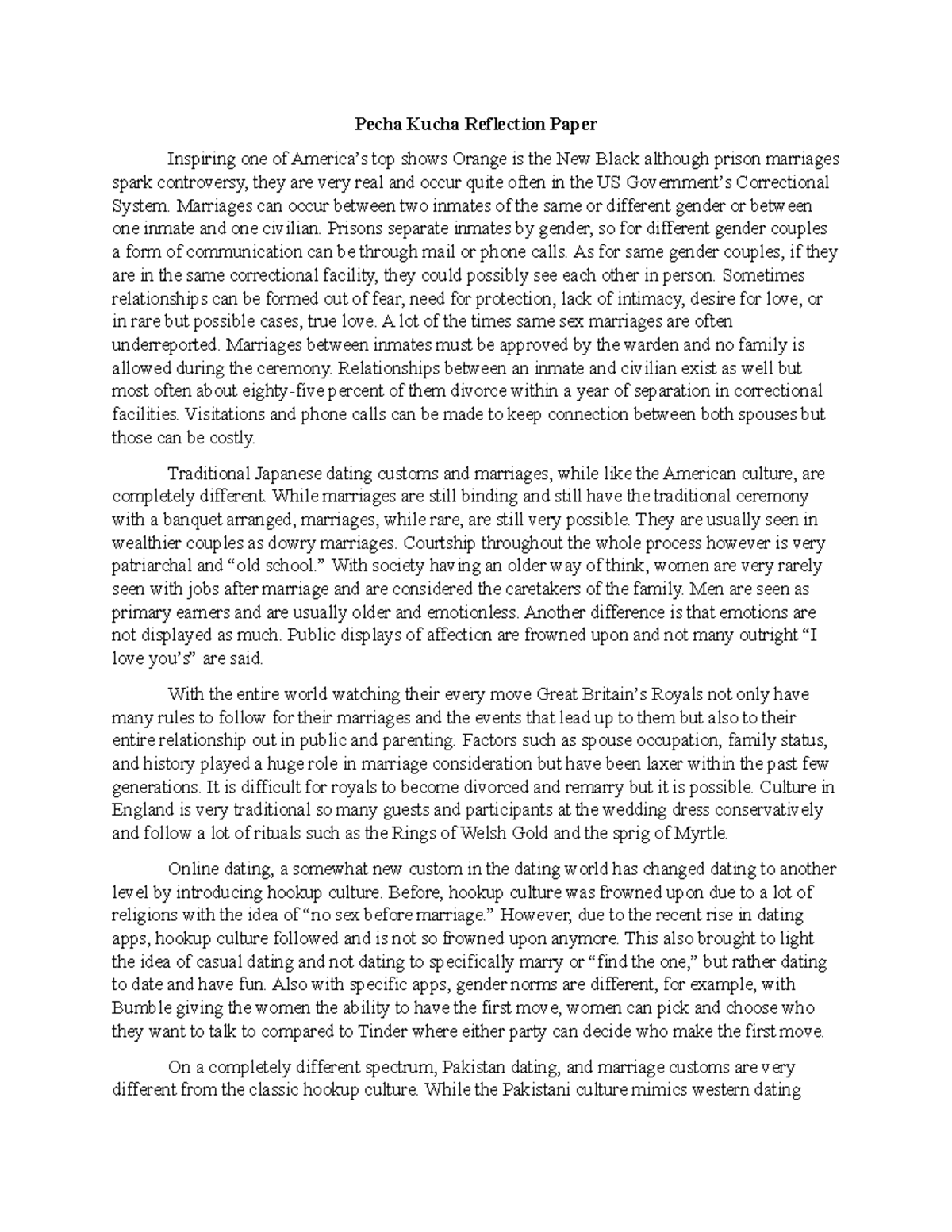 Pecha Kucha Reflection Paper - Pecha Kucha Reflection Paper Inspiring ...