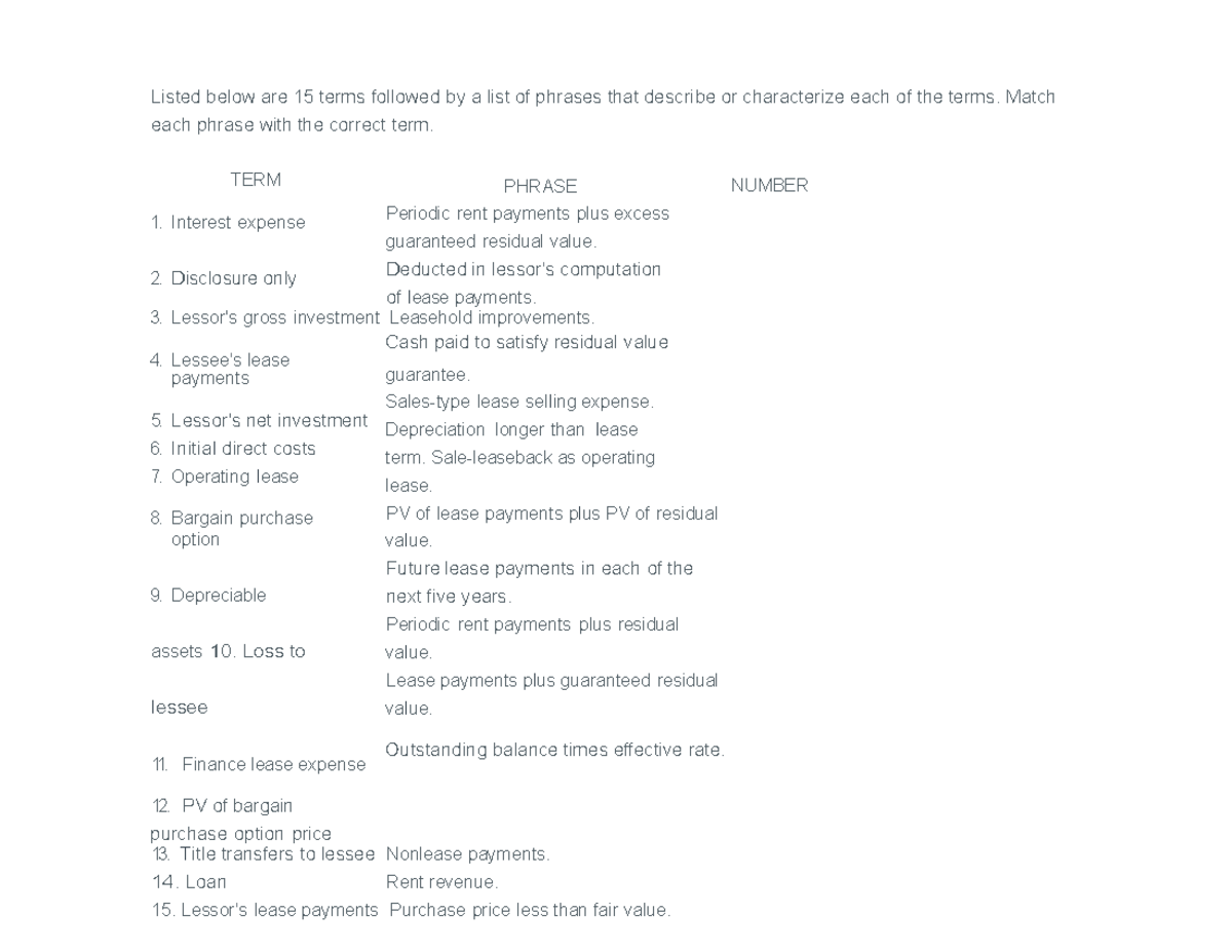 88dnw2i processed - Listed below are 15 terms followed by a list of ...