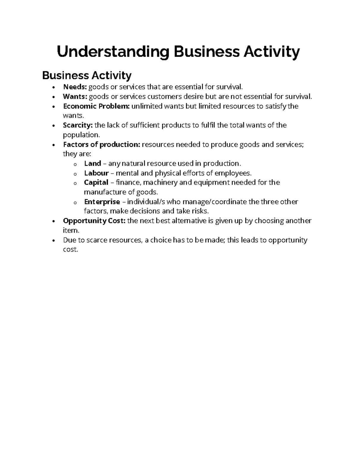 Understanding Business Activity - Understanding Business Activity ...