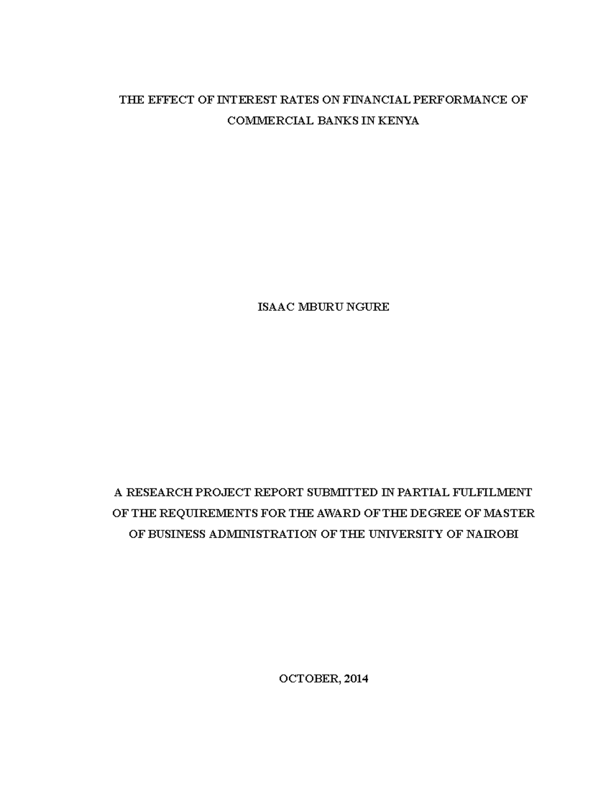 Dissertation Sample 2 - Research work materials - THE EFFECT OF ...