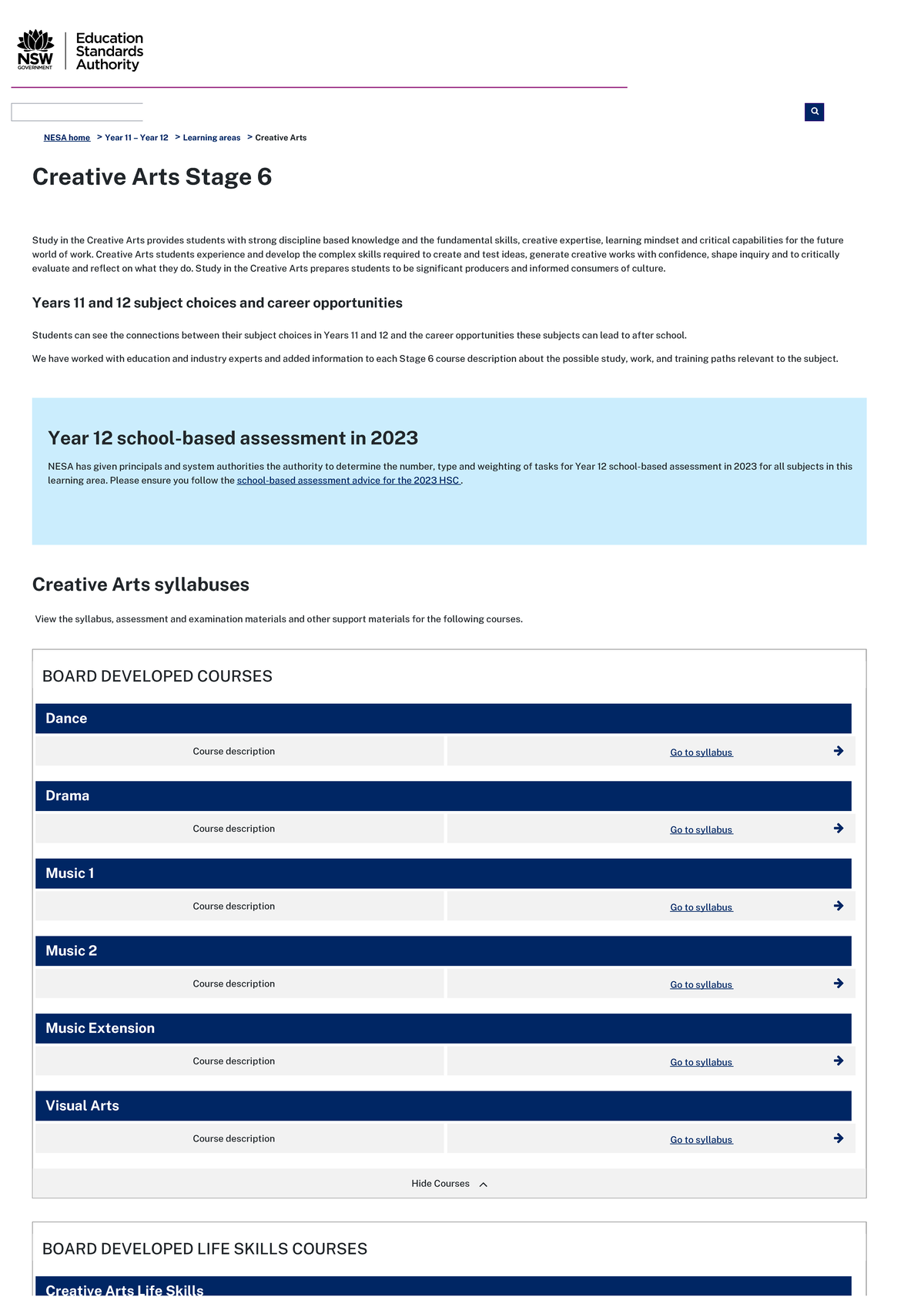 Creative Arts NSW Education Standards - NESA home > Year 11 – Year 12 ...