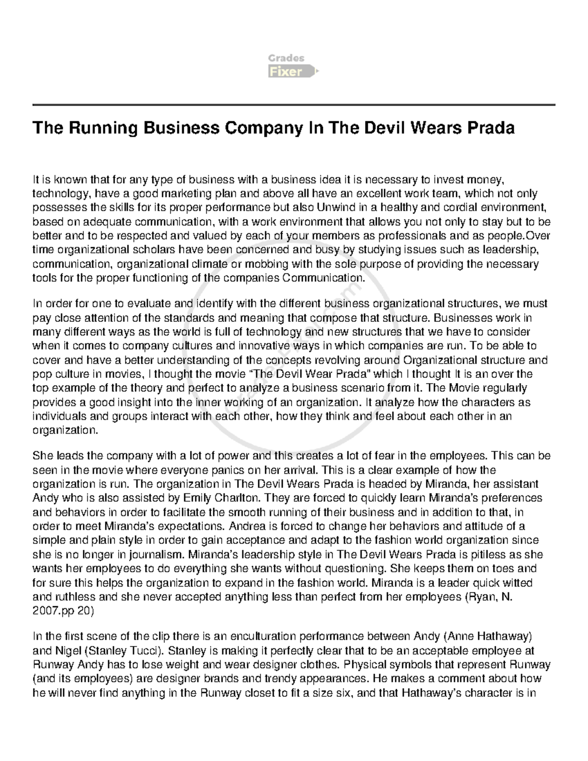The Running Business Company In The Devil Wears Prada - In order for ...