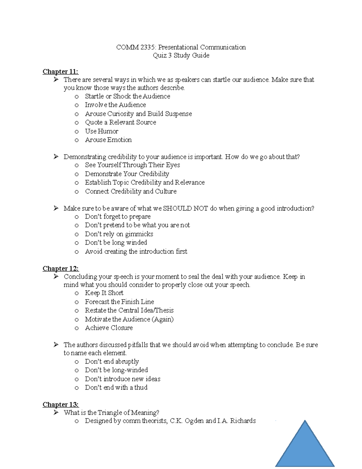 Quiz 3 Study Guide - COMM 2335: Presentational Communication Quiz 3 ...