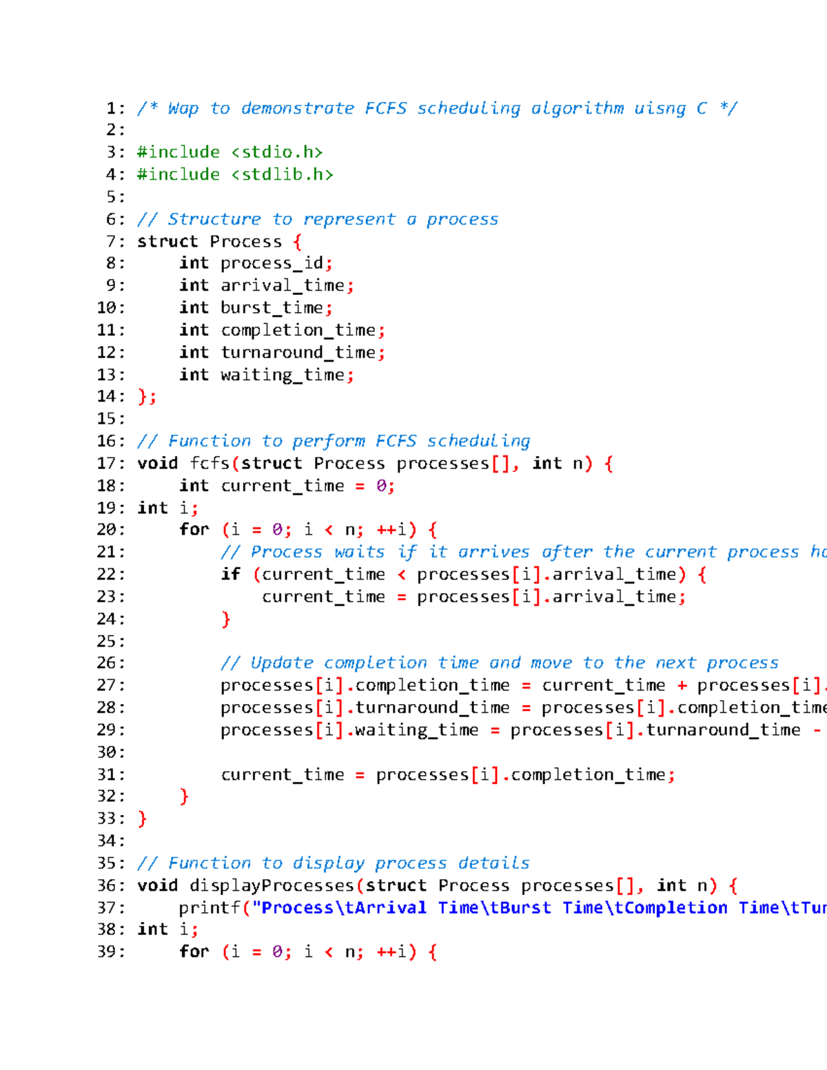 FCFS -Lab mnaual - this Practical Lab Manual - 1: /* Wap to demonstrate FCFS scheduling ...