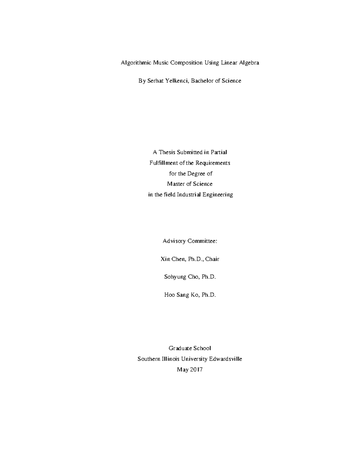 Algorithmic Music Composition using Linear Algebra - , Chair Sohyung ...