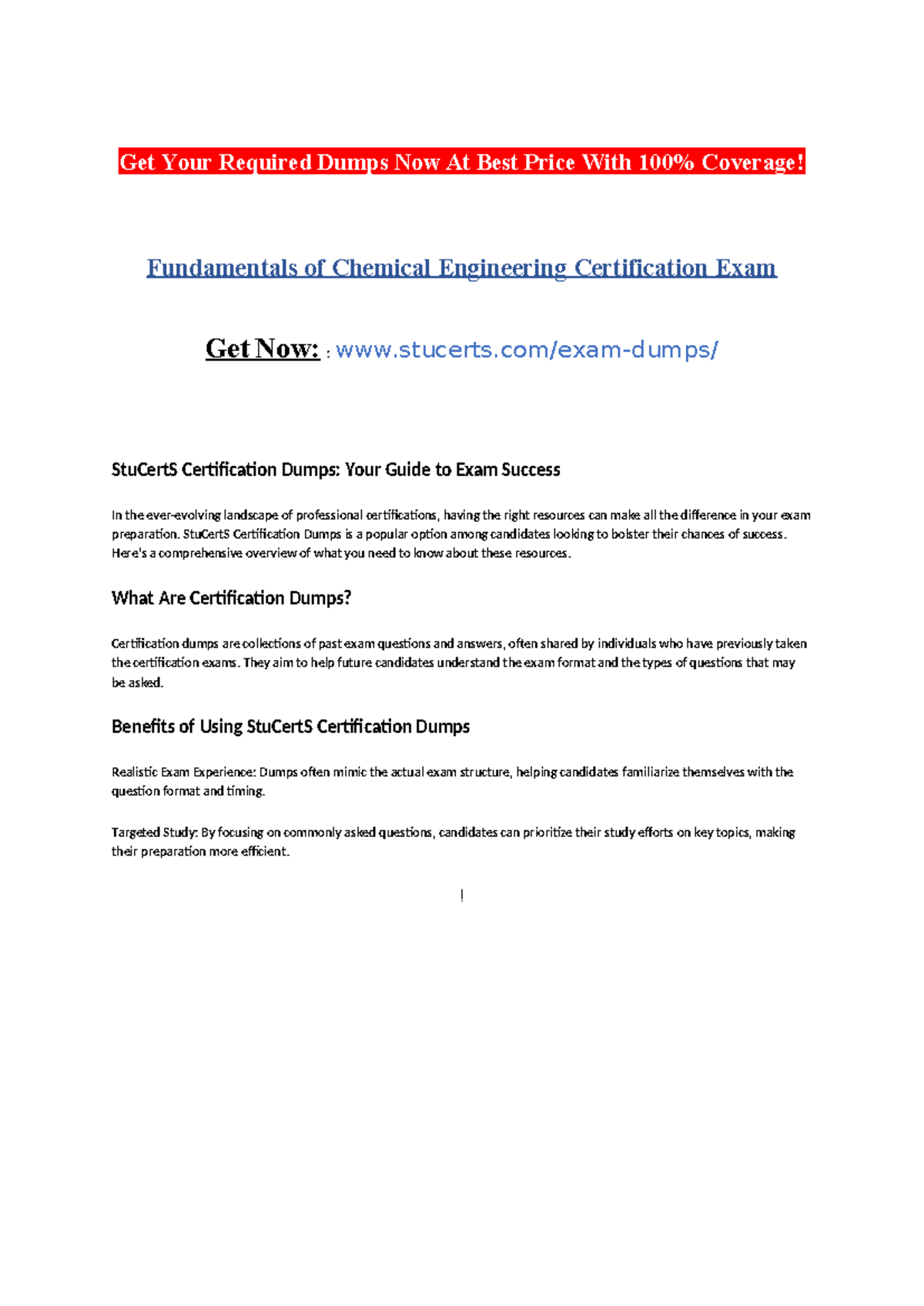 Fundamentals of Chemical Engineering Certific ation Exam - Get Your ...