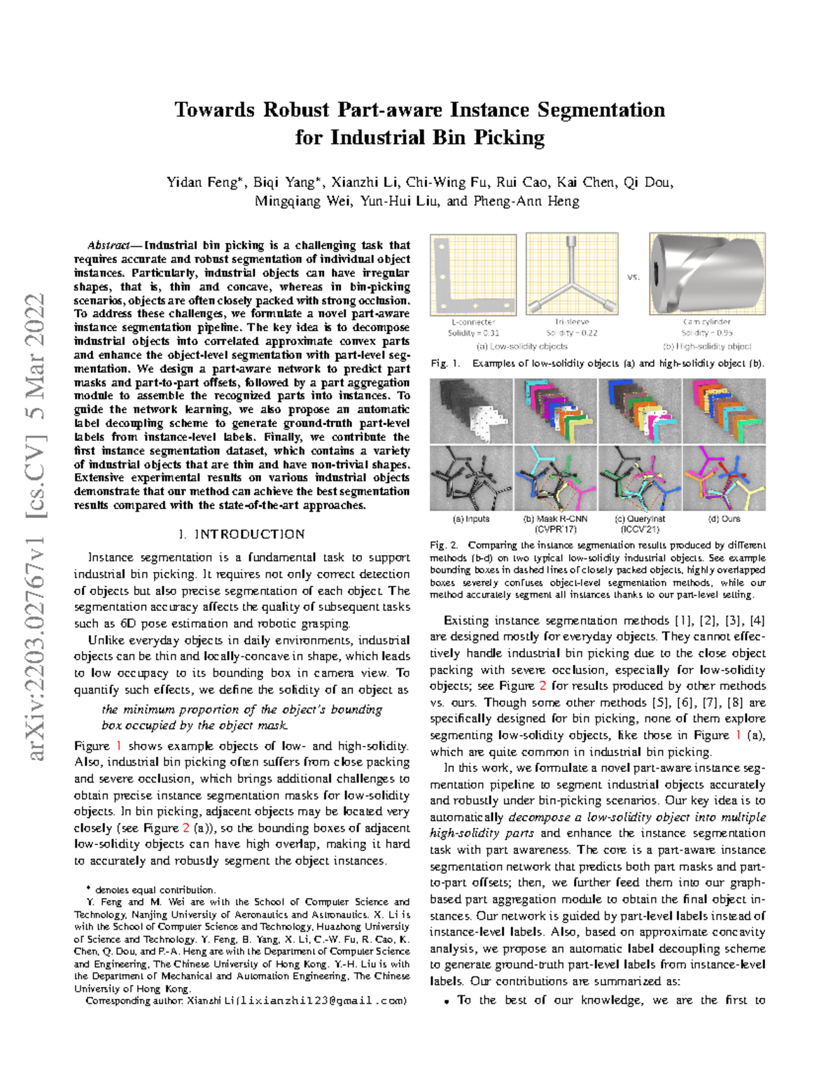 Towards Robust Part-aware Instance Segmentation for Industrial Bin Picking 2203 - Towards Robust ...