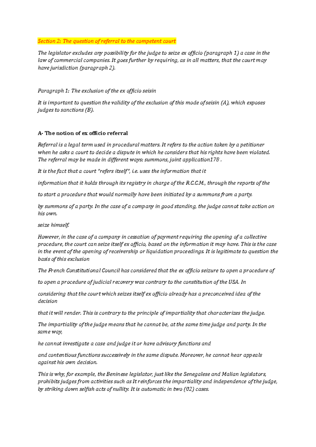 Section 2 - Lecture notes Legal right chapter 2 - Section 2: The ...