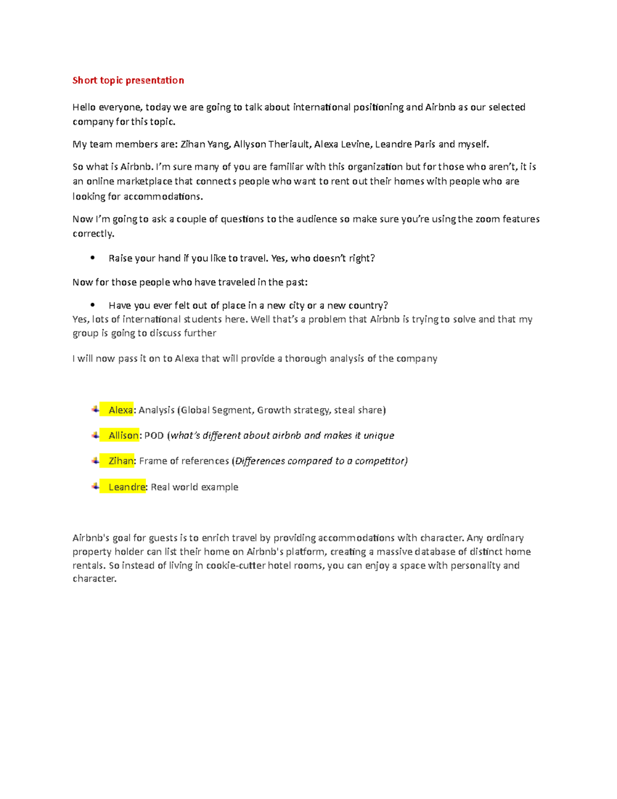 Short topic presentation - Short topic presentation Hello everyone ...